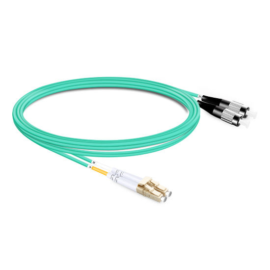Duplex OM3 50/125 LC-FC Multimode Fiber Optic Cable 1m | FiberMall